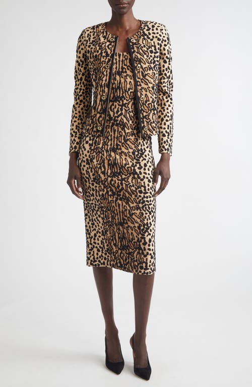ST. JOHN ST. JOHN Leopard Jacquard Knit Sheath Dress